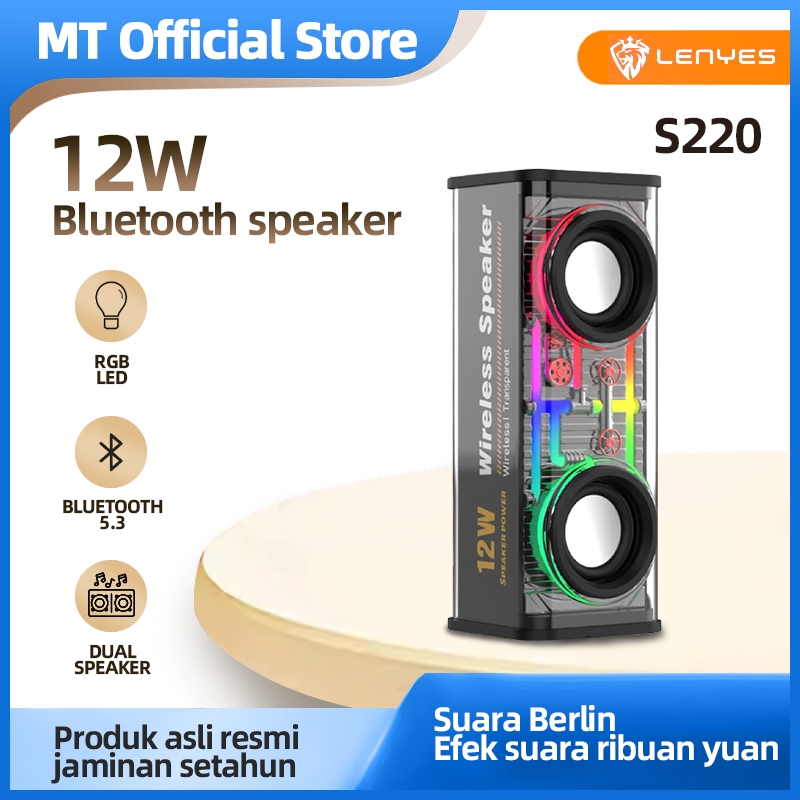 Jual LENYES S220 12W Wireless bluetooth speaker RGB 5.3 TWS BASS STEREO ...