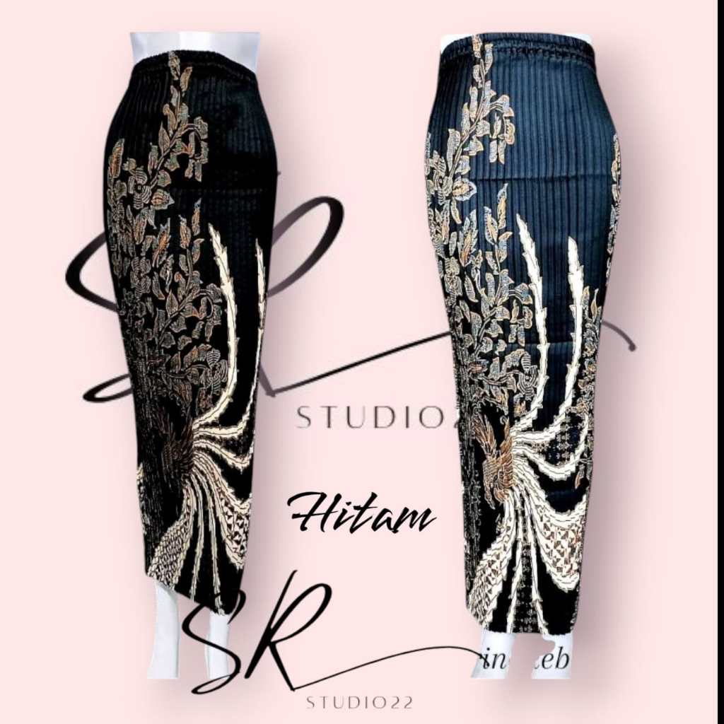 Jual SR_studio22 REAL PICT ROK PLISKET BATIK CENDRAWASI HITAM / ROK ...