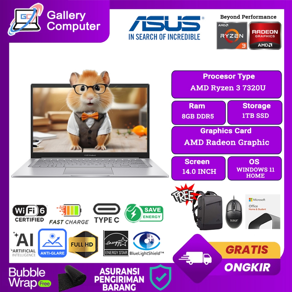 Jual Asus Vivobook Go 14 E1404FA AMD Ryzen 3 7320U 8GB DDR5 1TB SSD FHD ...