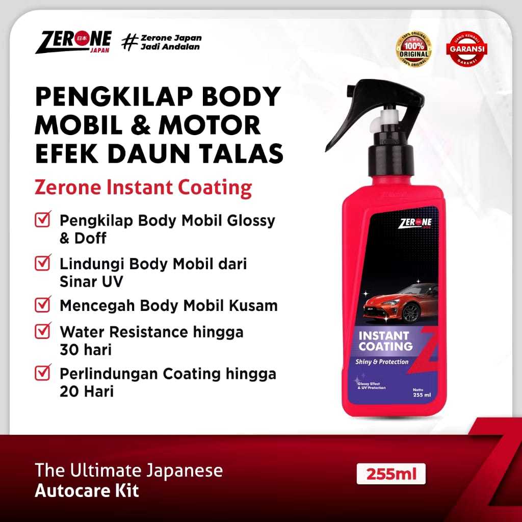 Jual ZERONE INSTANT COATING 255 ML - Pengkilap Body Mobil & Motor ...