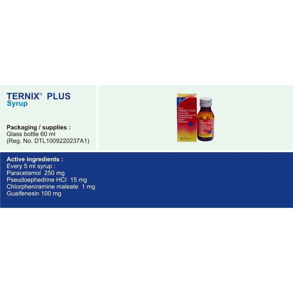 Jual Ternix 𝐏𝐋𝐔𝐒 𝐒𝐈𝐑𝐔𝐏 𝟔𝟎𝐌𝐋 - Meredakan Demam, Sakit Kepala dan Batuk ...