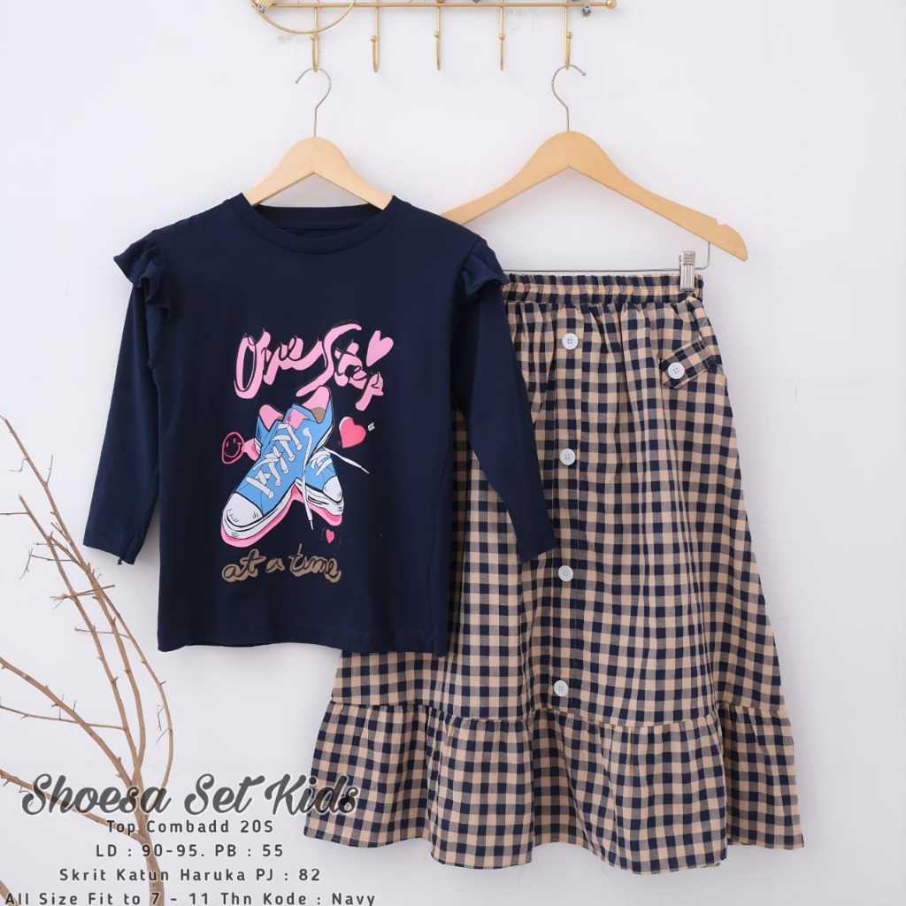 Jual Set Kids Setelan Rok Anak Muslimah Terlaris 2025 Bahan Crinkle Mix ...