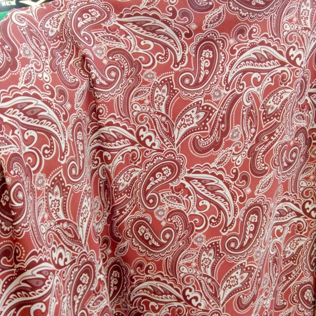 Jual Kain zara Crepe Motif Paisley Etnik Warna Merah Marun – Bahan ...