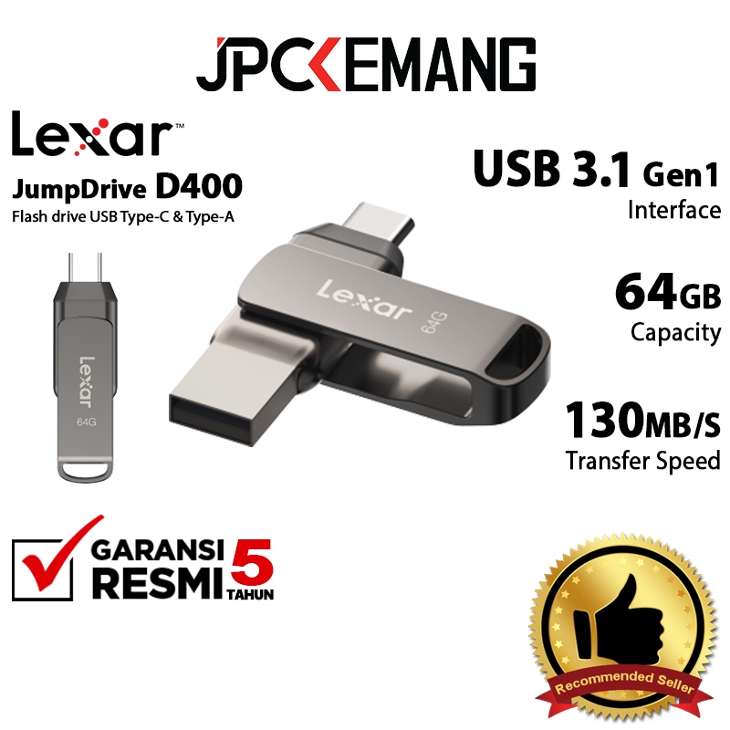 Jual Lexar JumpDrive D400 OTG 64GB USB 3.1 Type C FlashDisk Dual Drive Flash Disk 64 GB Garansi ...