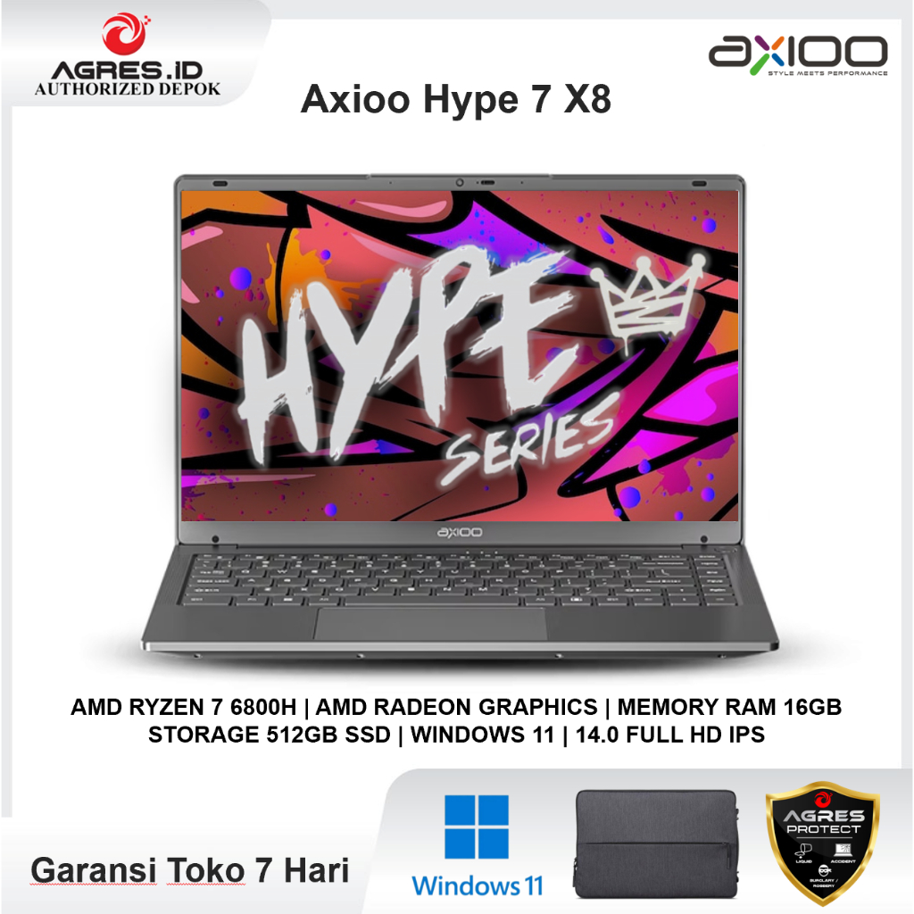 Jual Laptop Axioo Hype 7 AMD X8 | AMD Ryzen 7 6800H | RAM 16GB 512GB ...