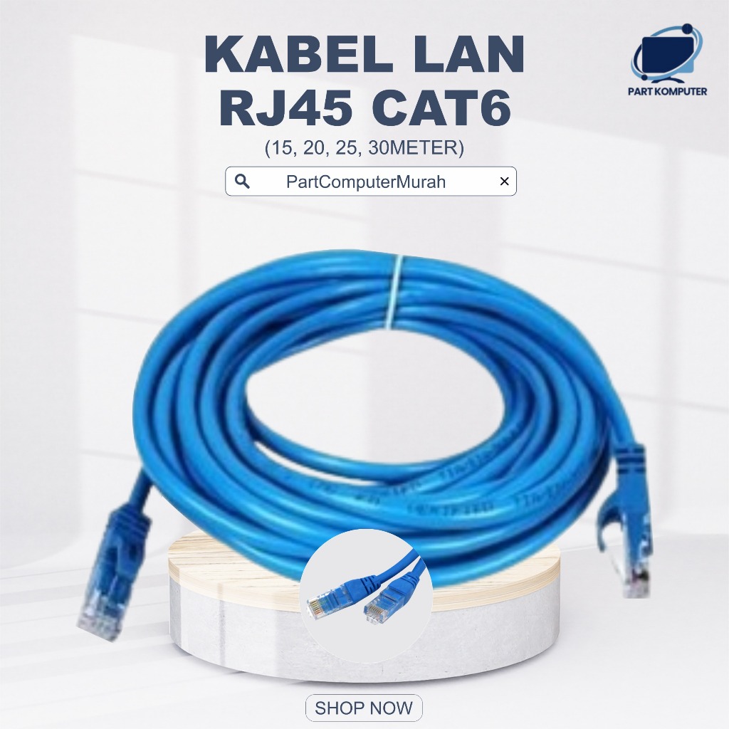 Jual TENSINCOM Kabel LAN CAT6 RJ45 Kualitas Premium Panjang 15/20/25/30 Meter | Shopee Indonesia