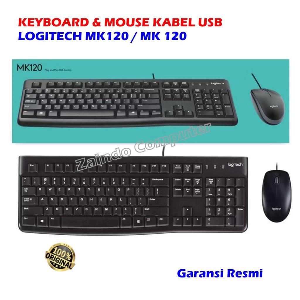 Jual PAKET KEYBOARD MOUSE KABEL USB LOGITECH MK120 - KEYBOARD MOUSE ...