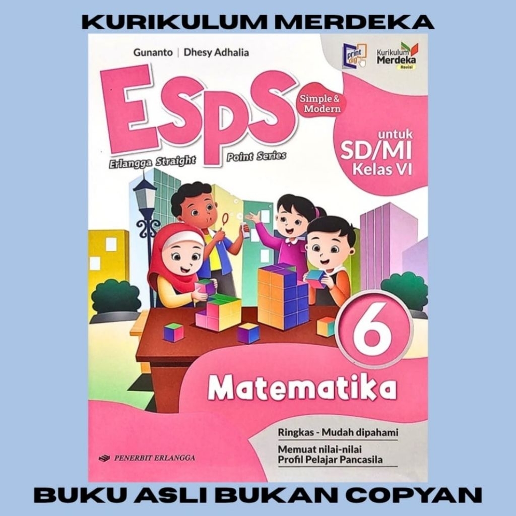 Jual BUKU ESPS MATEMATIKA SD/MI KELAS 6 ERLANGGA KURIKULUM MERDEKA KM | Shopee Indonesia