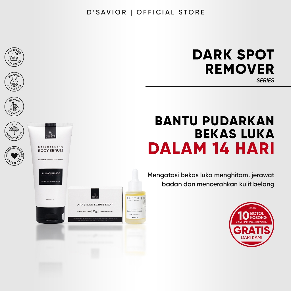 Jual D'SAVIOR Dark Spot Remover (Brightening Body Serum 150ML + Body ...