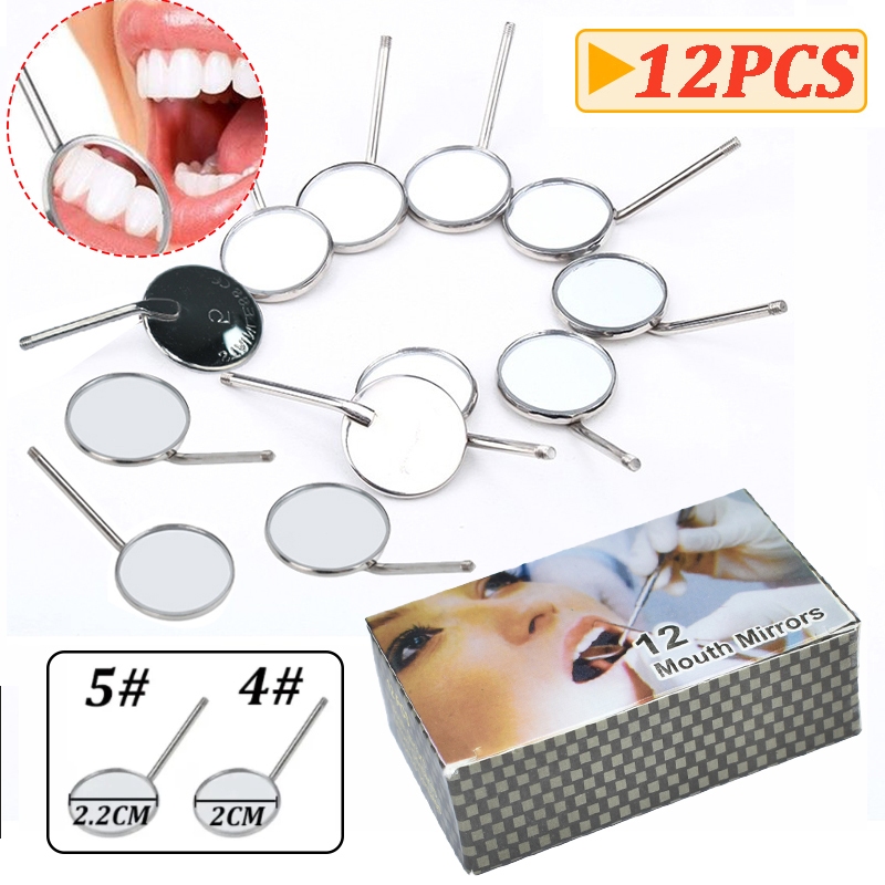 Jual 12pcs Kacamulut kaca mulut No.4 No. 5 kaca laring cermin intraoral ...