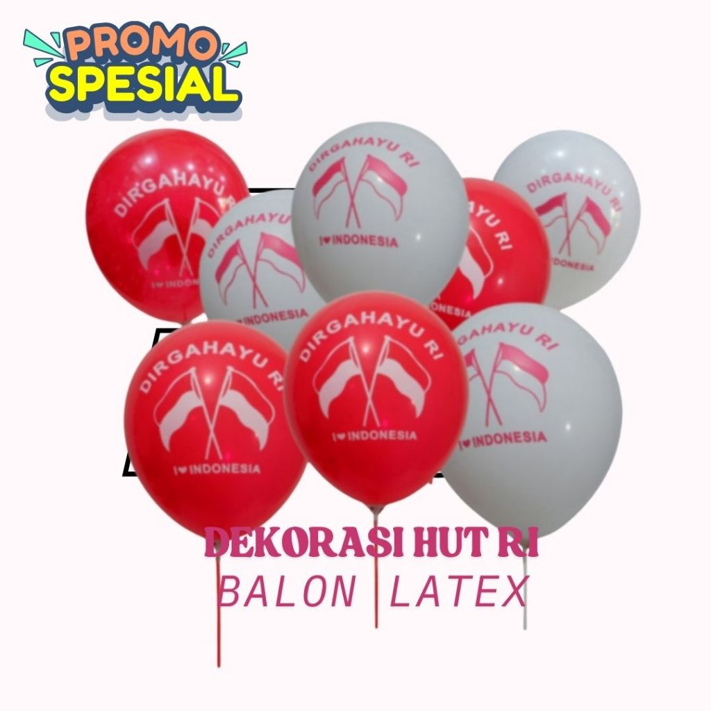 Jual [50 PCS & 100 PCS] BALON TULISAN DIRGAHAYU Latex MERAH PUTIH ...