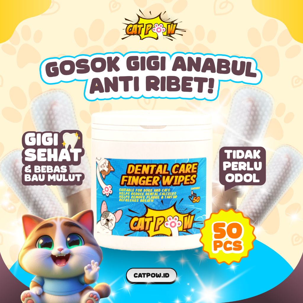 Jual CATPOW Dental Wipes Finger – Tisu Pembersih Sikat Gigi Anabul ...