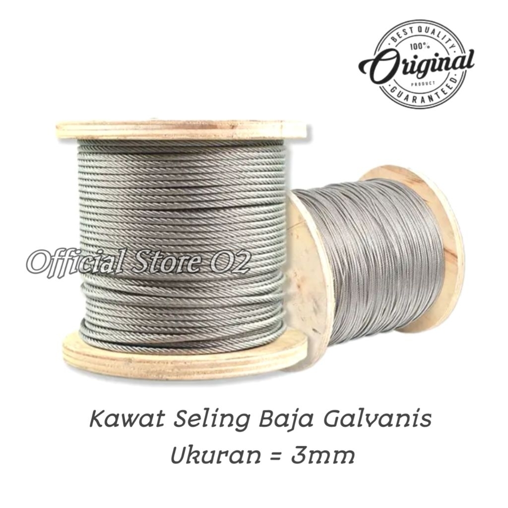 Jual Kawat Seling Baja Galvanis 3mm Tali Seling Galvanis Kabel Sling ...