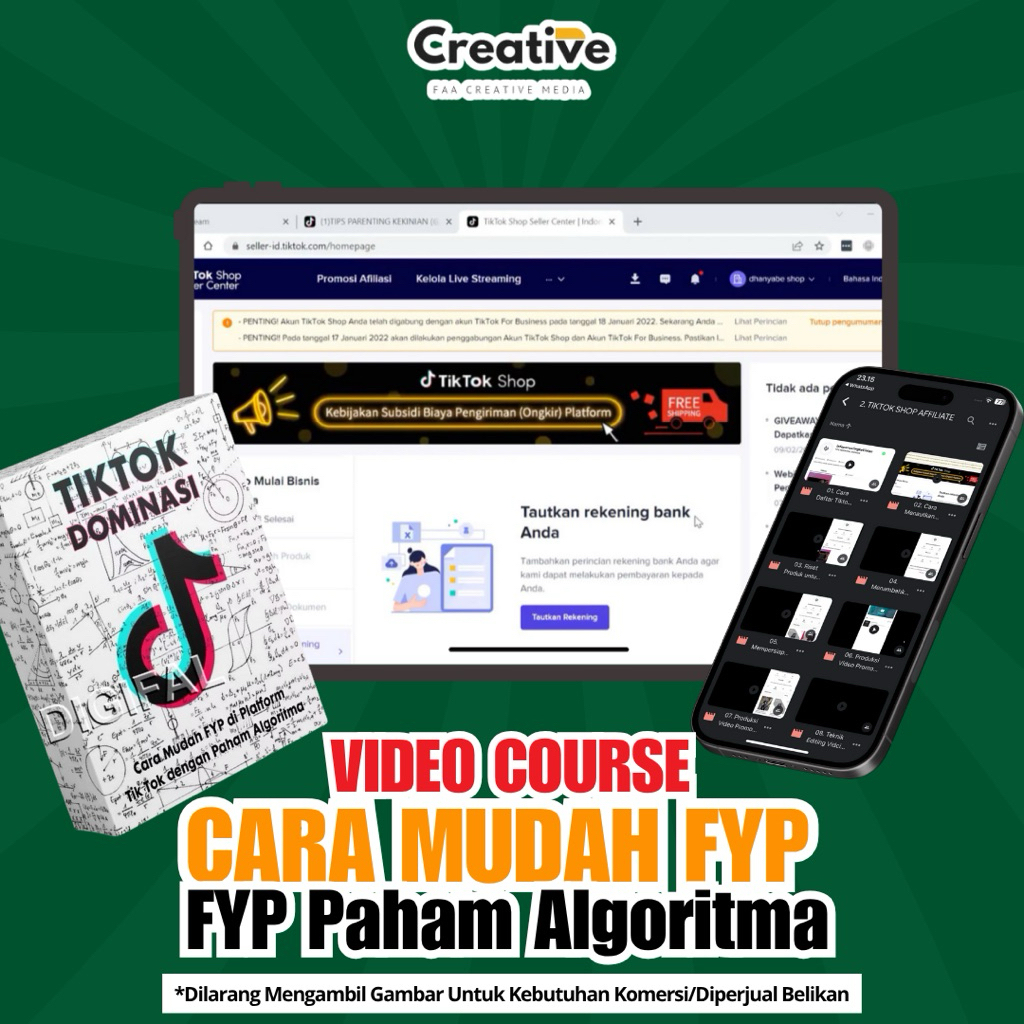 Jual KELAS TIK TOK DOMINASI | CARA MUDAH FYP DENGAN PAHAM ALGORITMA TIKTOK | Shopee Indonesia