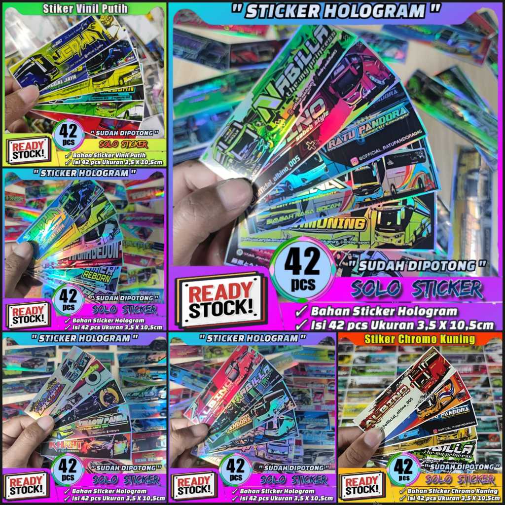 Jual Stiker Bus Hologram Panjang Sticker Bis Isi 42pc SUDAH DIPOTONG ...