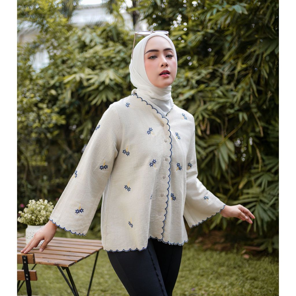 Jual MAHARANI LINEN SHIRT BORDIR BUNGA-BUNGA ADEM ELEGAN | KEMEJA ...