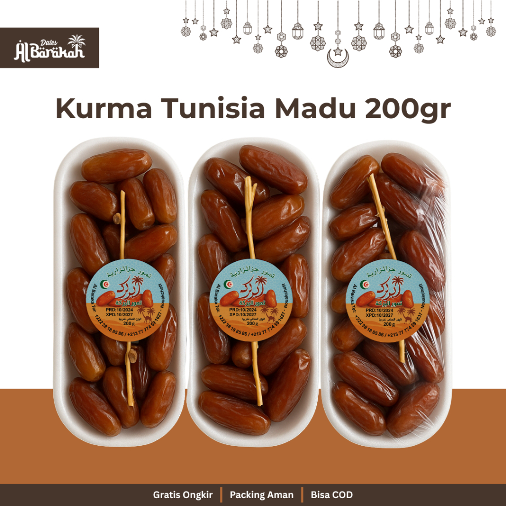 Jual Kurma Tunisia Madu Kemasan 200gr Albaraka Premium Dates Deglet ...
