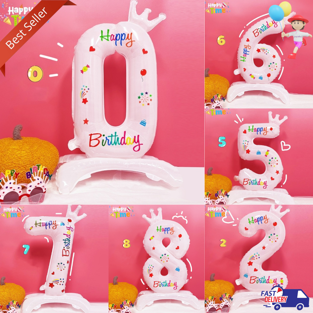 Jual Balon Foil Angka Jumbo Standing Ukuran 32Inch Balon Angka 0-9 ...