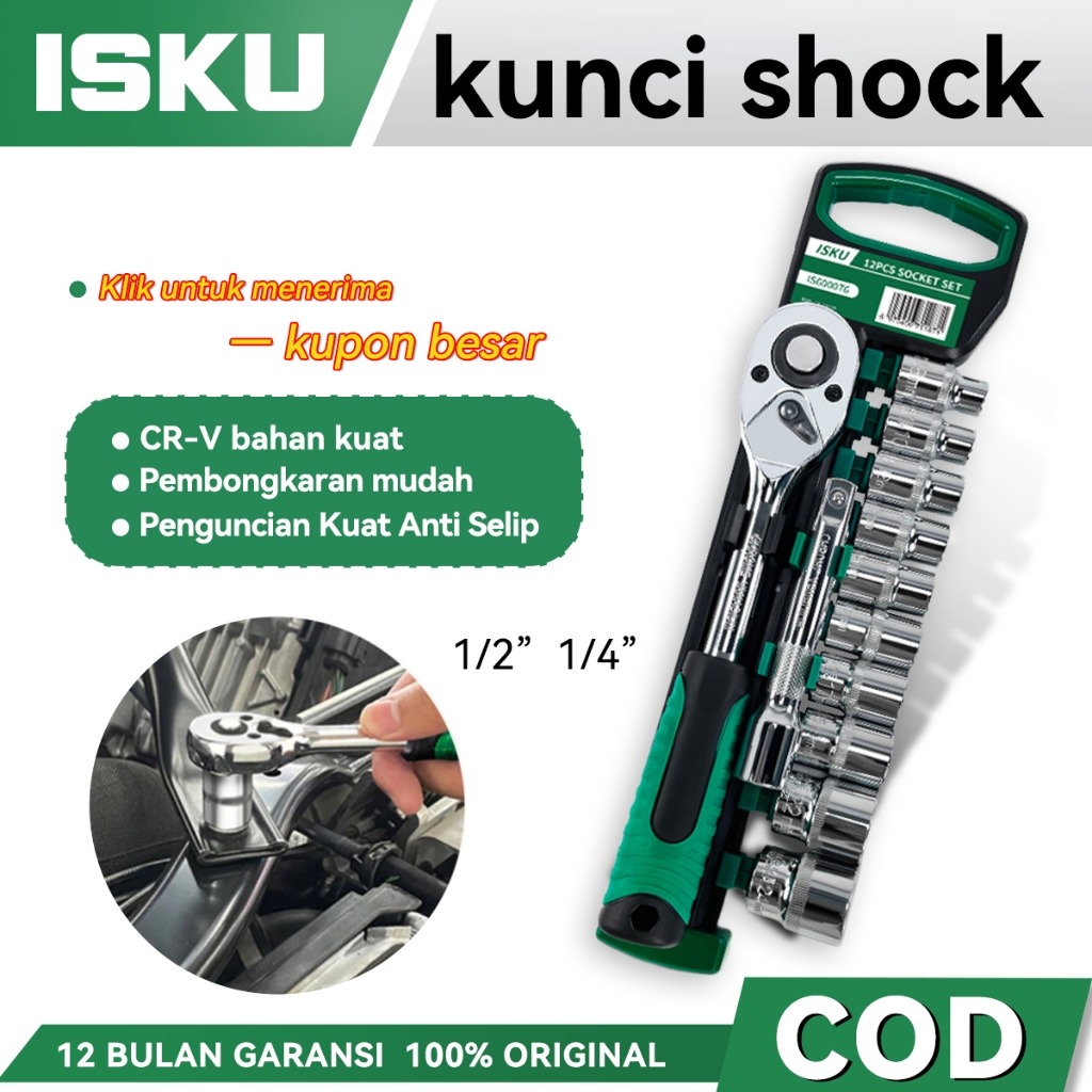 Jual ISKU kunci sok shock set 12pcs Kunci shock 1/2 original mata sok ...