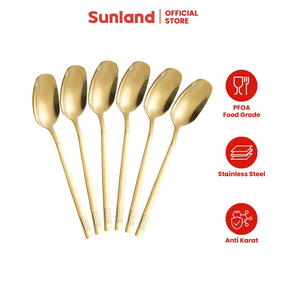 Jual Sendok Makan Persegi Gold Sendok Set 6pcs Es Cream Sendok Pudding ...