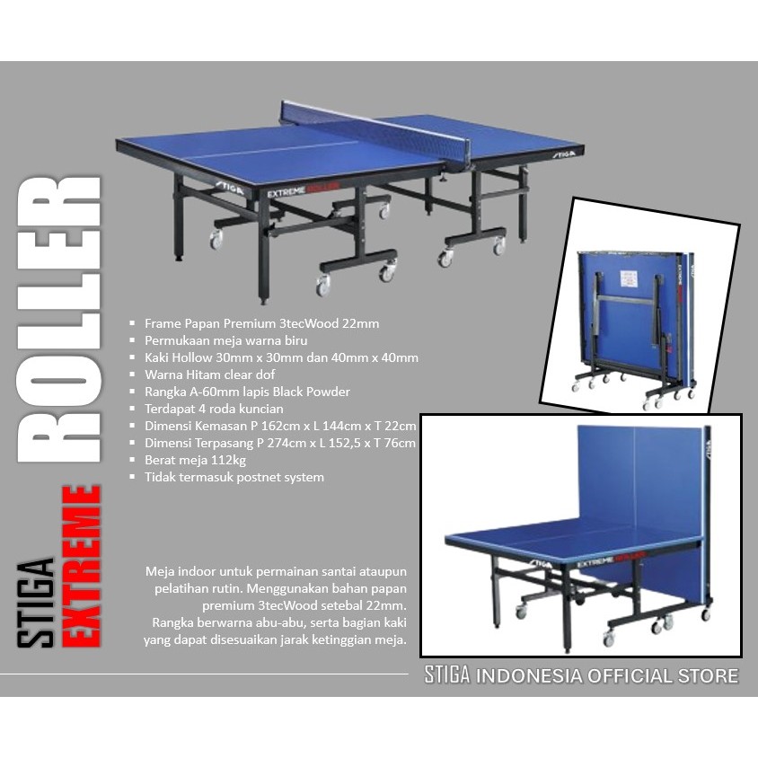 Jual STIGA table EXTREME ROLLER 25mm | Meja Pingpong Standar ITTF ...