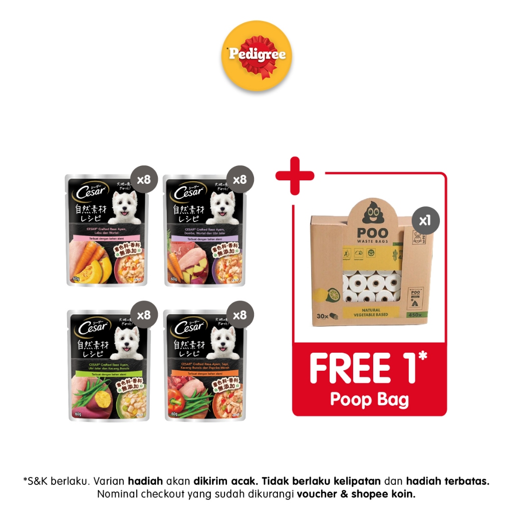 Jual [ SPESIAL PROMO ] Cesar Makanan Anjing Basah Pouch 60 gr - Isi 8 ...
