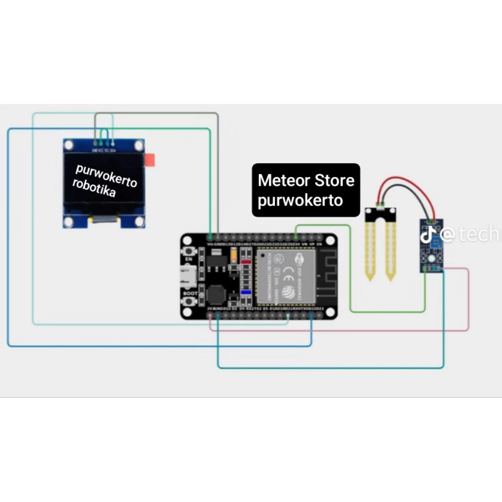 Jual sistem monitoring kelembaban tanah menggunakan esp32 lcd oled dan ...
