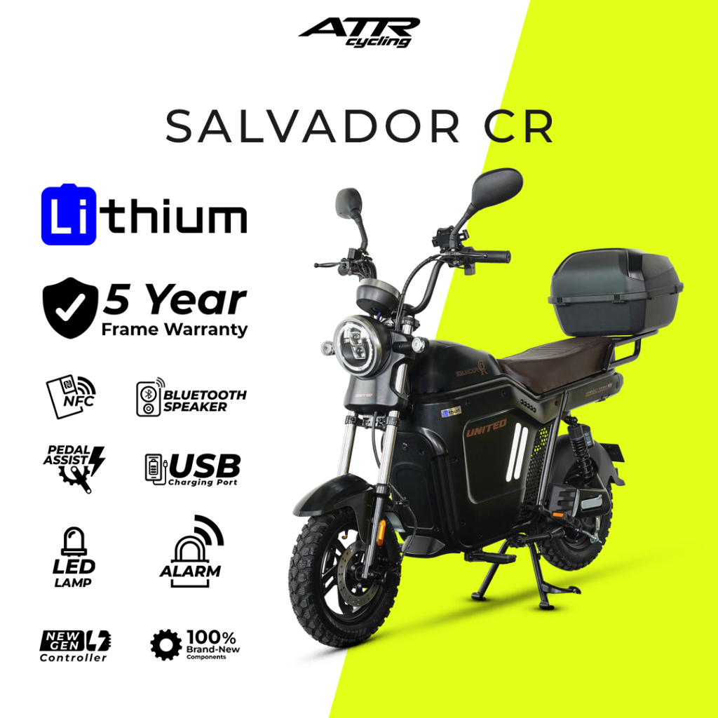 Jual SEPEDA LISTRIK E-MOPED UNITED SALVADOR CR (25) BKBKBK-BW | Shopee ...