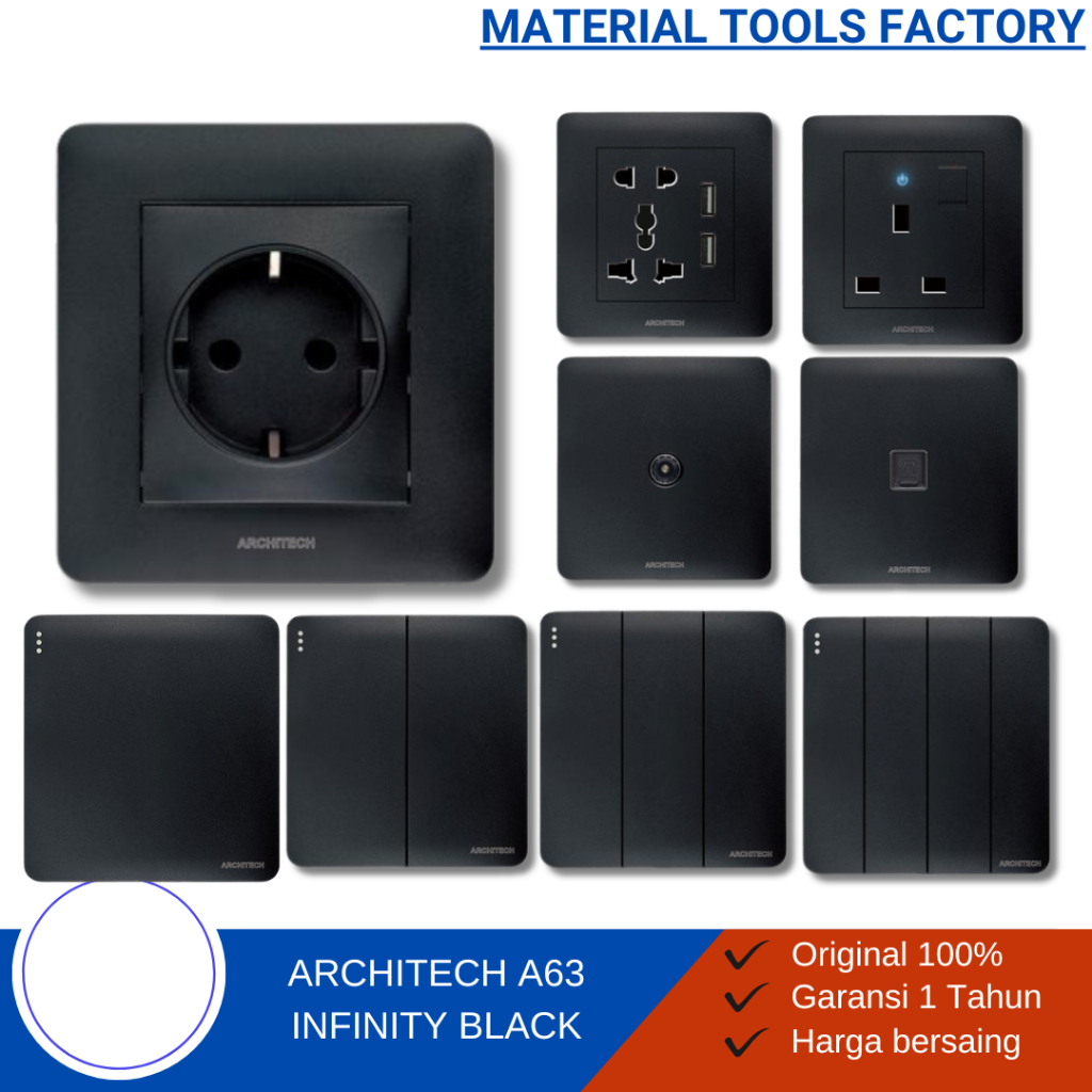 Jual ARCHITECH INFINITY A63 BLACK SAKLAR STOP KONTAK FRAME | Shopee Indonesia