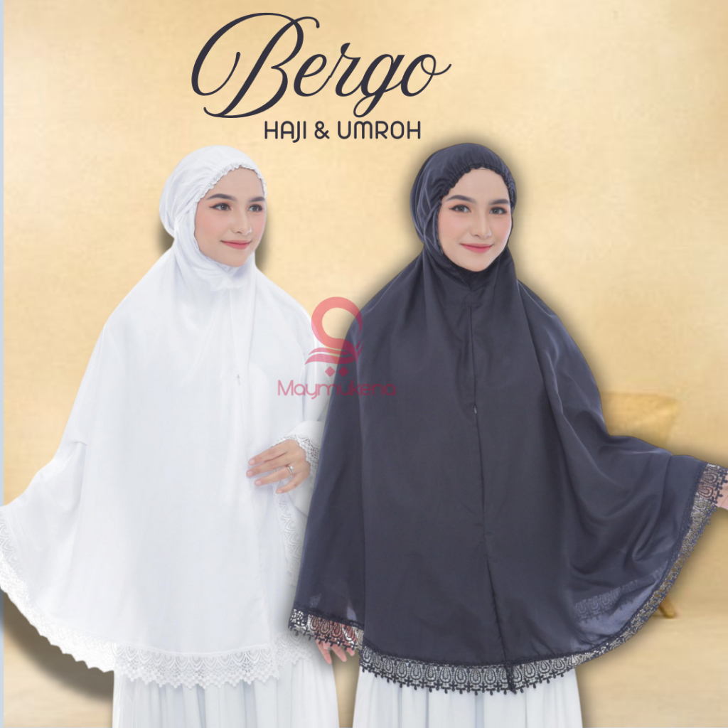 Jual Bergo umroh haji bahan katun premium hijab cantik bersaku jumbo | Shopee Indonesia
