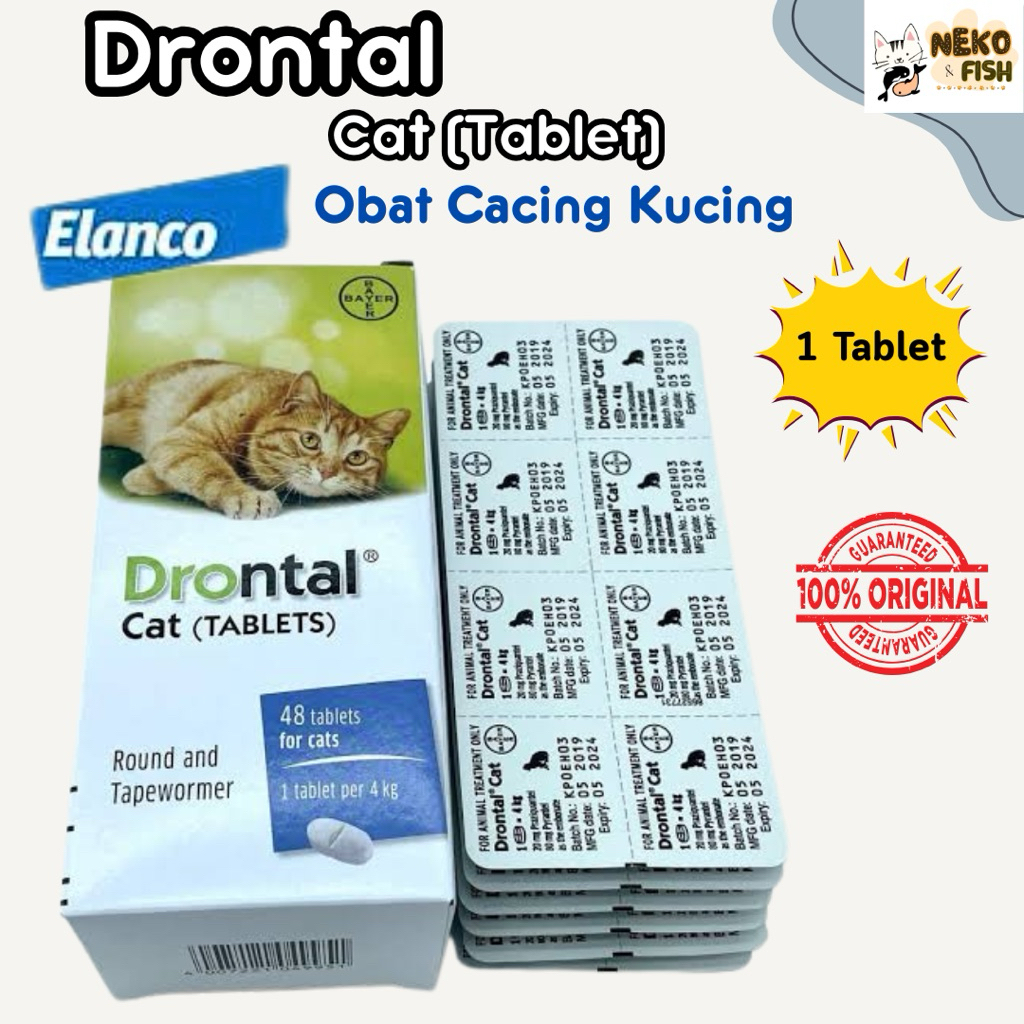 Jual Drontal Cat Obat Cacing Kucing Per Tablet Elanco Original Asli ...