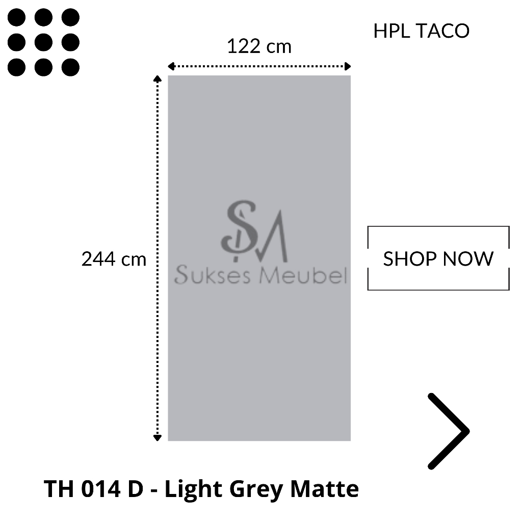 Jual TACO HPL Solid Matte TH 014 D - Light Grey Matte | Per 1 Lembar ...