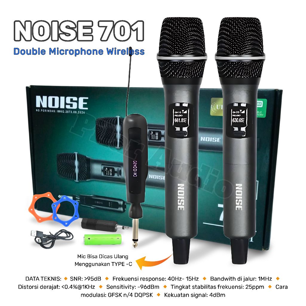 Jual Microphone Wireless 2 Mic Profesional - Bisa Di-Cas Type-C | Mic ...