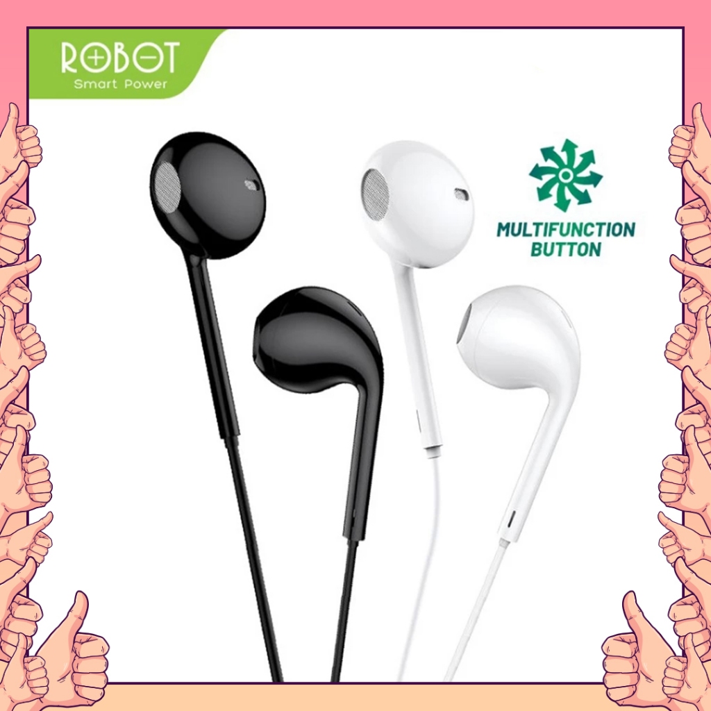 Jual ROBOT Headset RE10 Headphone Wired Bass Android iPhone Original ...