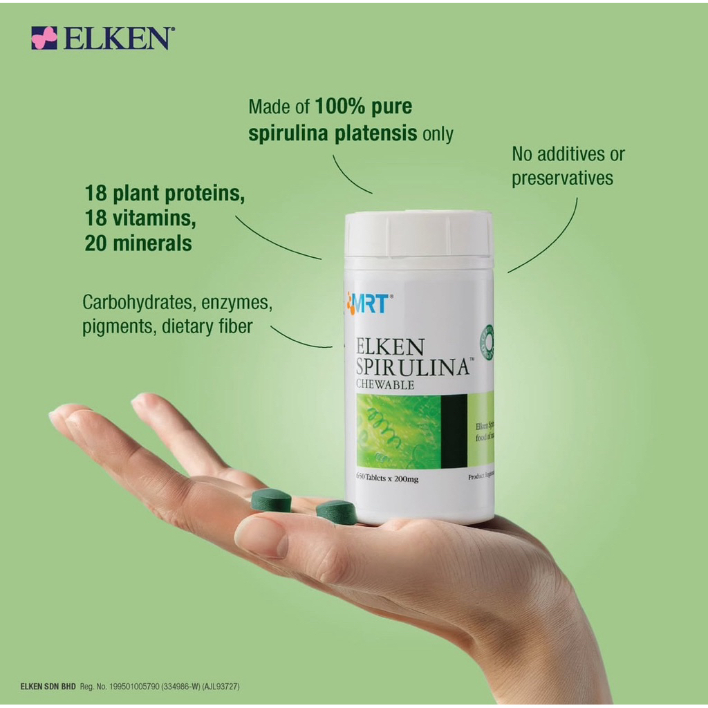 Jual Elken MRT Spirulina 650 Tablet x 200mg | Shopee Indonesia