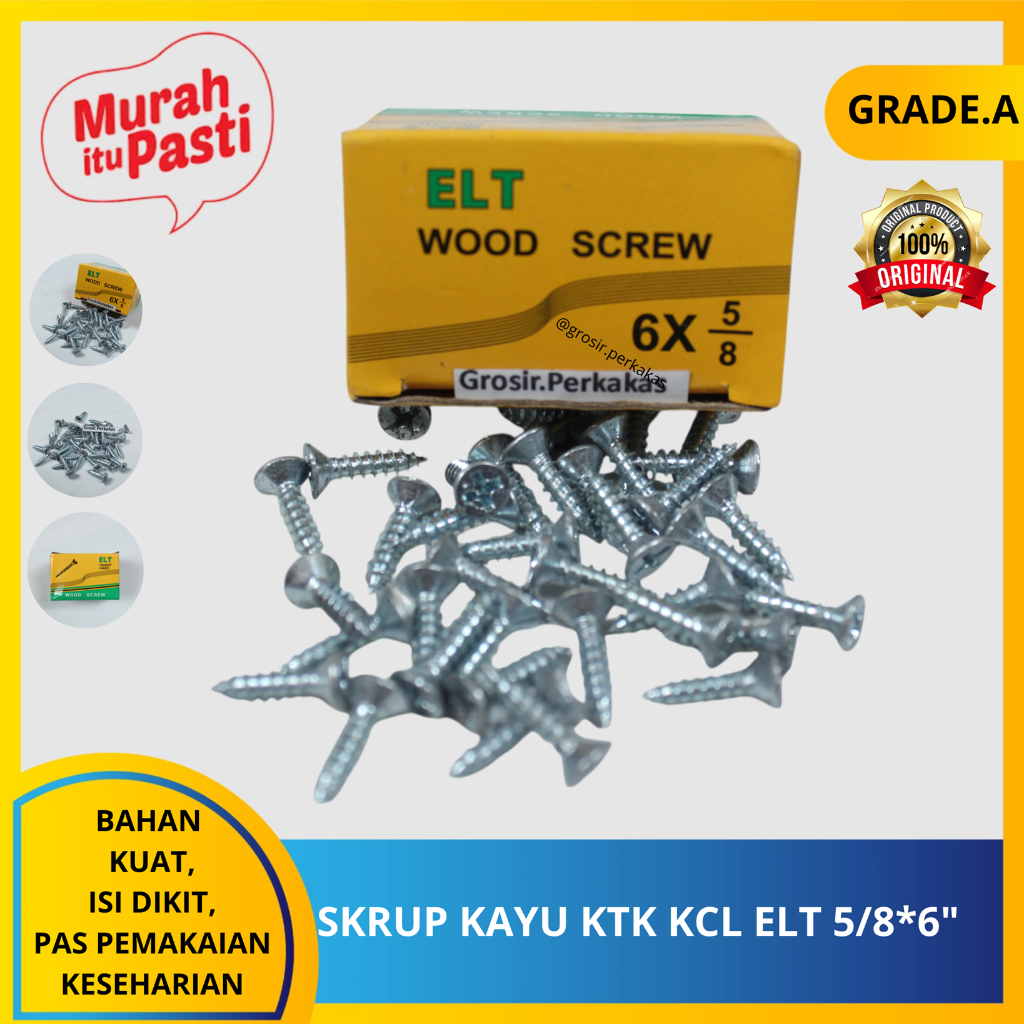 Jual SKRUP KAYU KTK KCL ELT 5/8*6" - baut cacing wood screw worm bolt ...