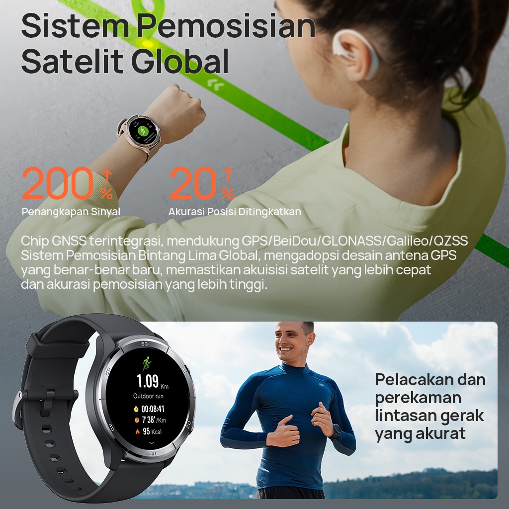 Jual Mibro official Watch A3 Black Fashionable GPS Sports Watch/Bezel ...