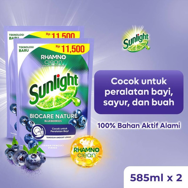 Jual Sunlight Biocare Nature Sabun Cuci Piring 600gr X2 - Sabun Cuci ...