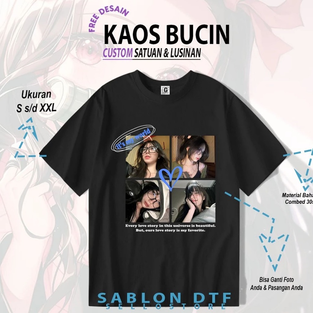 Jual Kaos Sablon Custom Aesthetic C83 / Kaos Custom Foto / Kaos Custom ...