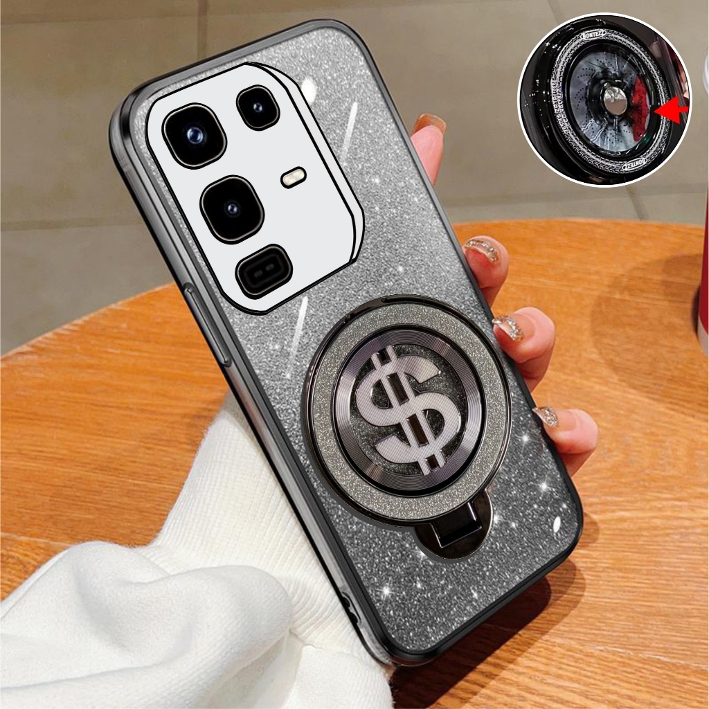 Jual Case Hp Infinix Note 50x / Note 50s Glitter Dollar Ring Stand Support Wireless Charging ...