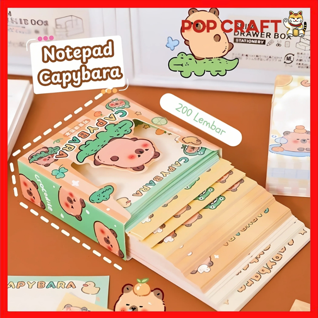 Jual PC Memo Pad Notepad Lucu Kartun Kapibara Isi 200 Lembar Memo Pad ...