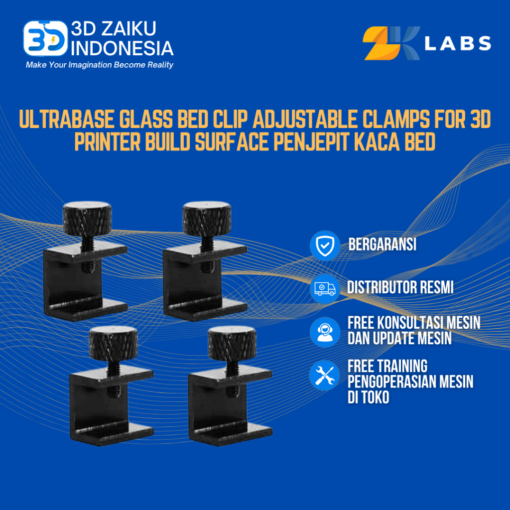 Jual ZKLabs Ultrabase Glass Bed Clip Adjustable Clamps for 3D Printer ...