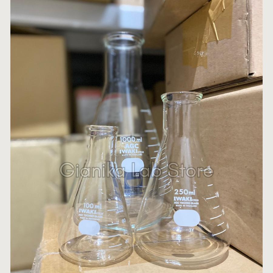 Jual IWAKI Original Labu Erlenmeyer Gelas Kimia Labu Kerucut Tanpa Tutup Labu Ukur - 20ML ...