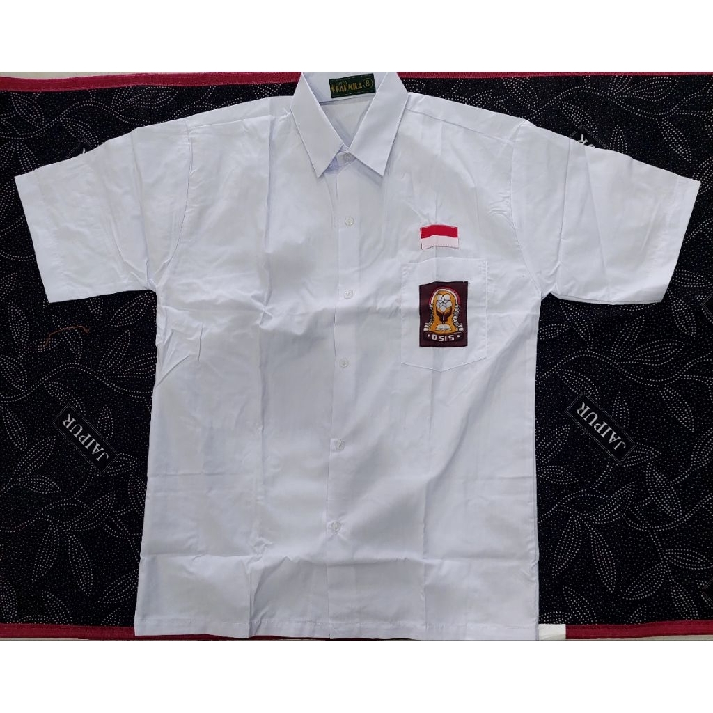 Jual Baju SMA lengan pendek karmila plus lambang bahan adem | Shopee ...