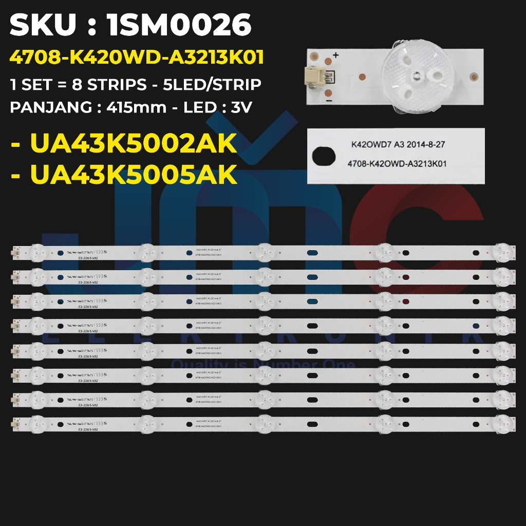 Jual Backlight TV SAMSUNG 43 Inch UA43K5002AK UA43K5005AK UA43K5002 UA43K5005 4708-K420WD ...