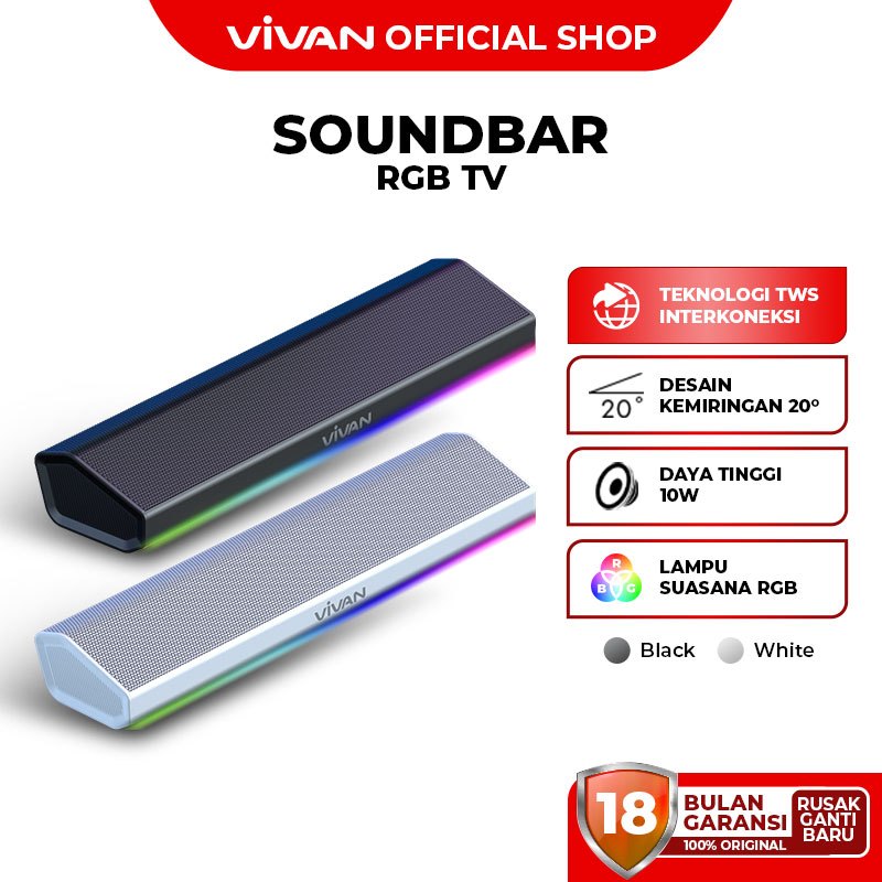 Jual VIVAN Bluetooth Soundbar TV Super Bass RGB LED Lampu TWS ...