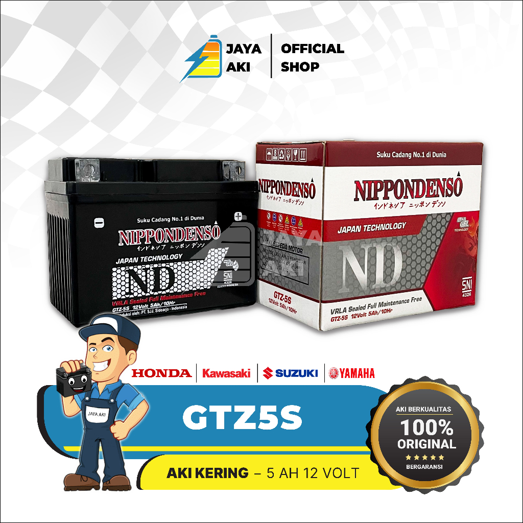 Jual Aki Motor NIPPONDENSO GTZ5S Accu Kering Motor HONDA BEAT VARIO 110 SCOOPY SUPRA X 125 REVO ...