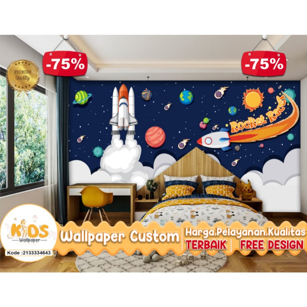 Jual Wallpaper Dinding Custom 3D Tema Astronot | Wallpaper Custom Kamar ...