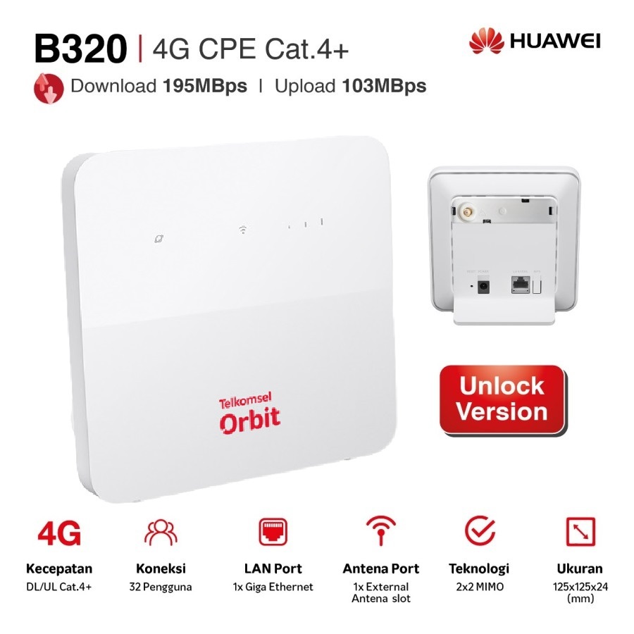 Jual Router Huawei 4G LTE B320 Wireless 4G CPE 5s 300Mbps penerus B312 ...