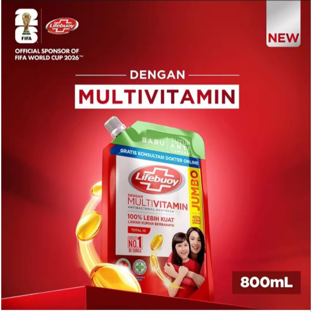 Jual Lifebuoy Antibacterial Total 10 Body Wash Liquid Jumbo 800ml Merah ...